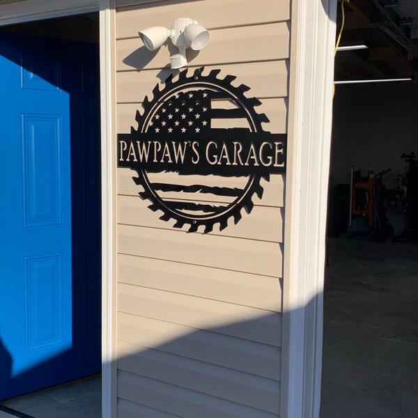 Custom American Flag Workshop Sign | Metal Shop Sign | Free Shipping ...