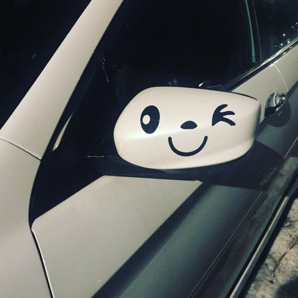 Winking Car Decal | Car Decals | Side Mirror Decals | Cute Car Decals ...