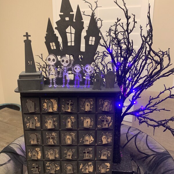 Personalized Halloween Countdown Advent Calendar Wooden Light up Zombie ...