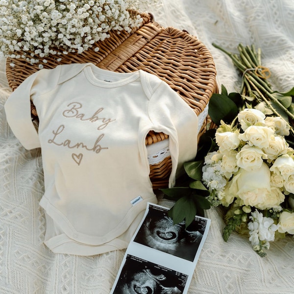 Embroidered First Grandbaby EST Year Bodysuit, Grandparents Pregnancy ...