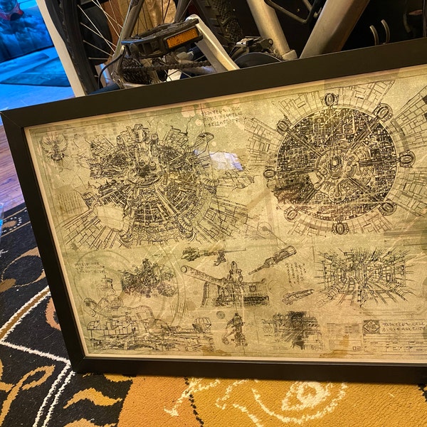 Final Fantasy - Midgar Blueprint / Aged Specs (A2 = 420mm*594 or 16.5 ...