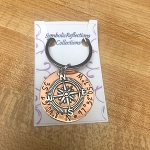 Personalized Coordinates Key Chain, Latitude, Longitude, GPS Key Chain ...