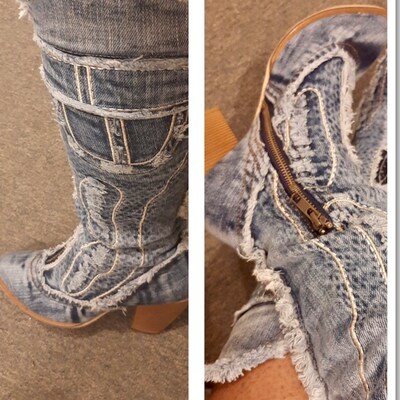 Denim Fabric Jeans Woman Relax Boot - Etsy