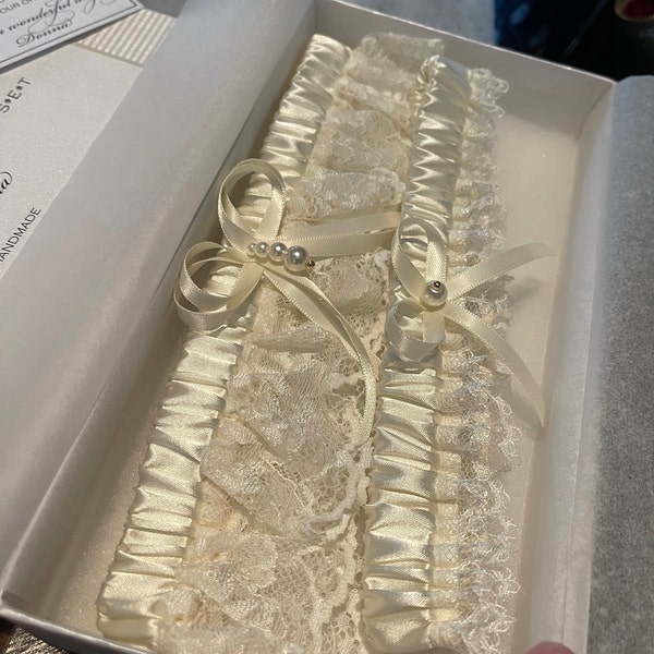 Ivory Lace Garter Set, Ivory Wedding Garter Set, Ivory Garter Set ...
