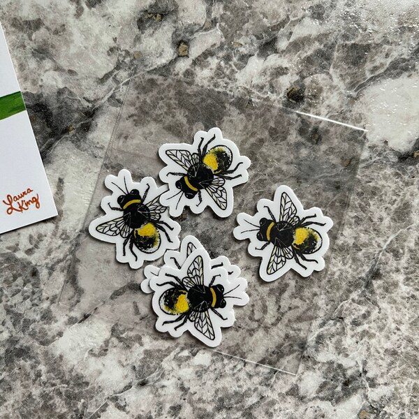 Tiny Bee Stickers 5-pack or 10-pack, Die Cut 1"x1" Handmade Vinyl ...