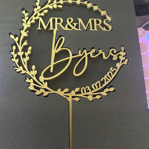 Gold Wedding Cake Topper, Mr Mrs Cake Topper,personalized Cake Topper ...