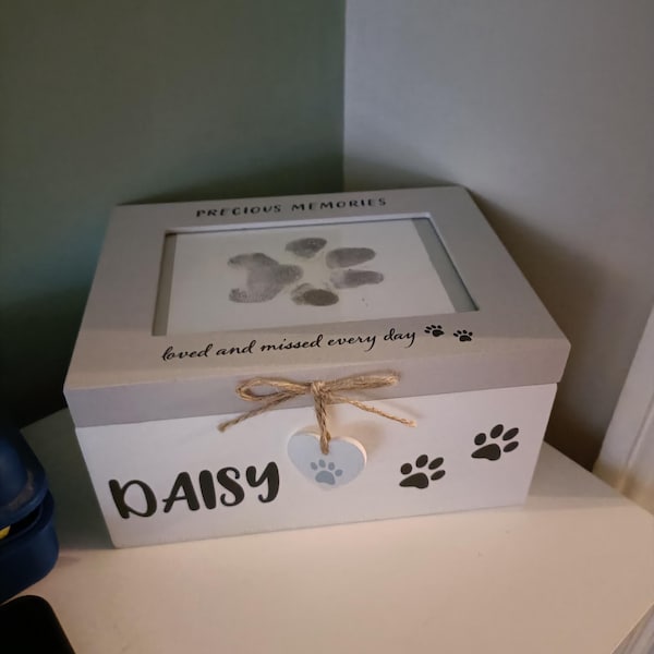 Personalised Rustic Pet Photo Memorial Dog Keepsake Box Pet Wooden ...