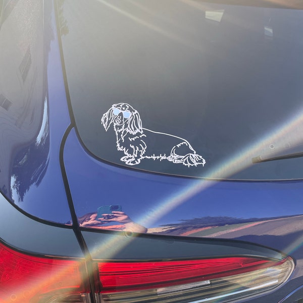 Long Haired Dachshund Decal FULL BODY, Dog, Vinyl Decal, Car Decal ...