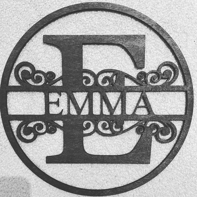 Round With Frame Split Monogram Name Sign Alphabet Letters Digital ...