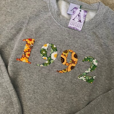 Custom Hand Embroidered Date Sweatshirt Personalised Hand Embroidered ...