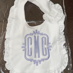 Monogram Baby Bib White Monogram Ruffle Baby Bib Baby Bibs Bibs ...