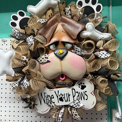 Wipe Your Paws Sign, Pet Sign, Dog Paw Sign, Wreath Sign, Wreath Center ...