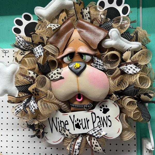 Wipe Your Paws Sign, Pet Sign, Dog Paw Sign, Wreath Sign, Wreath Center ...