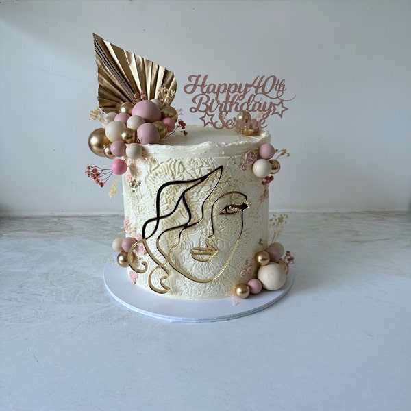 Line Silhouette Cake Topper | Line Art | Ladies Face Cake Topper ...