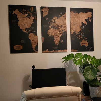 World Map Push Pin Wall Art Cork World Map Board Wooden - Etsy