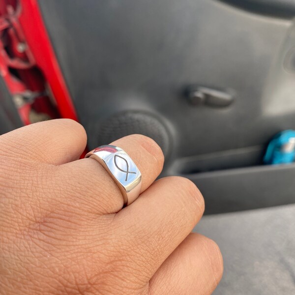 Christian Fish Ring in Sterling Silver - Sterling Silver Jesus Fish ...