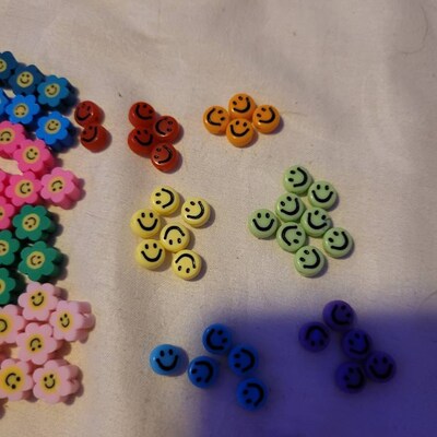 Smiley Face Beads, 6-7mm Emoji Beads, Happy Face Beads, Acrylic Block ...