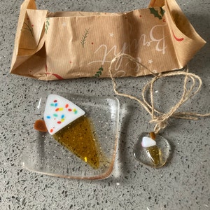 Christmas Tree Decoration Made in Fused Glass With 2 Robins - Etsy