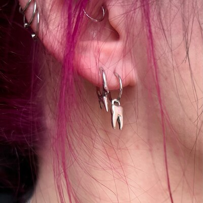 Set 4 Earring Set Jewelry Set Earring Bundle Blue Moon Hoops Crescent Moon Hoop Lock Earrings ...