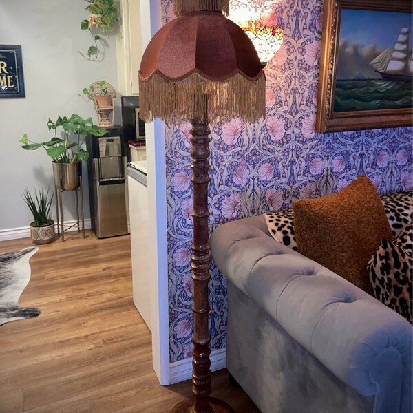 Vintage Velvet Fringe Lamp Shade , Victorian Lampshade for Table Lamp ...