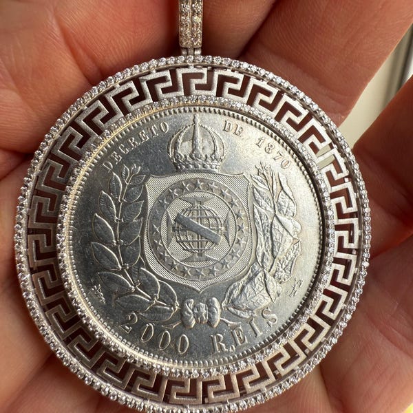 Moissanite Centenario Gold Pendant, 50 Pesos Centenario Coin Bezel ...