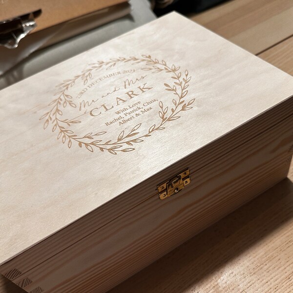 Personalised Wooden Wedding Keepsake Box for Couples - Personalized ...