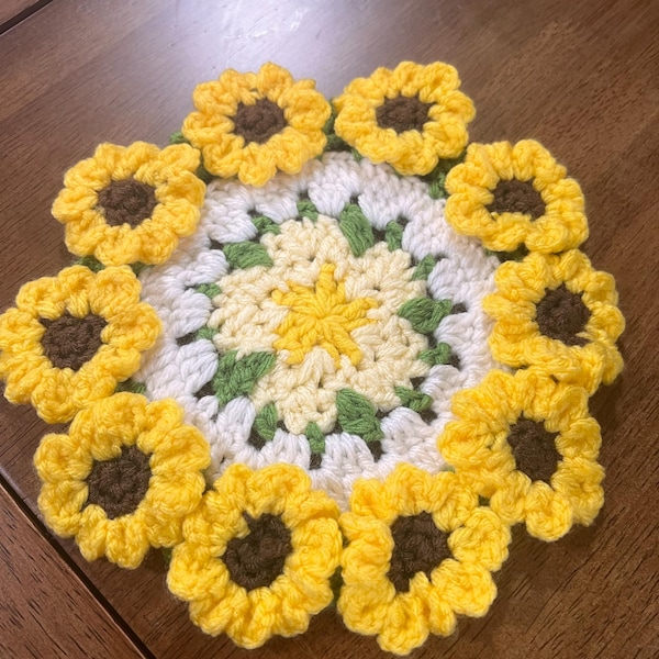 Bloom Pot Collection Crochet Patterns | Sunflower Coaster Pot Pattern ...
