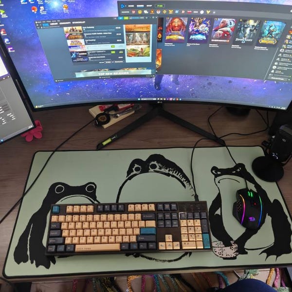 Frog Mousepad Green Desk Mat Aesthetic, Grumpy Frog Large Computer Mat ...