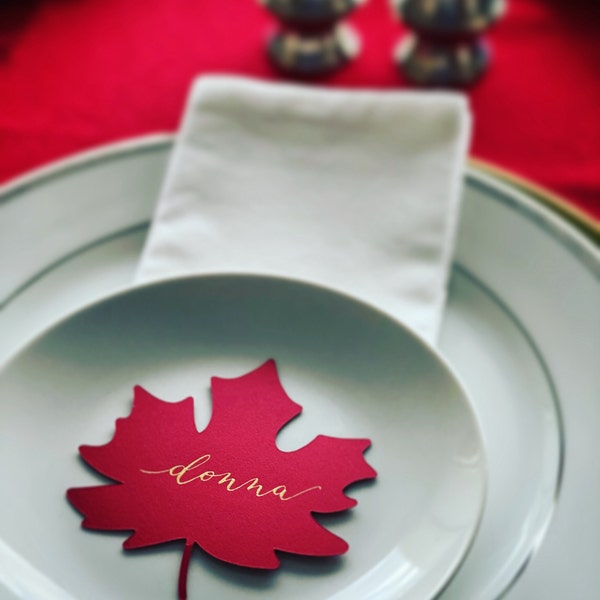Thanksgiving Fall Leaf Place Cards (sets of 5+) | Custom Handwritten ...
