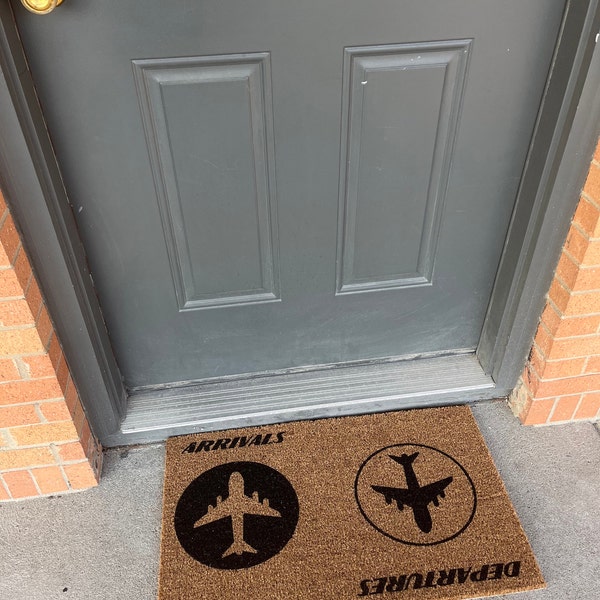 Arrivals Departures, Departures Arrivals Door Mat, Airplane, Flight ...