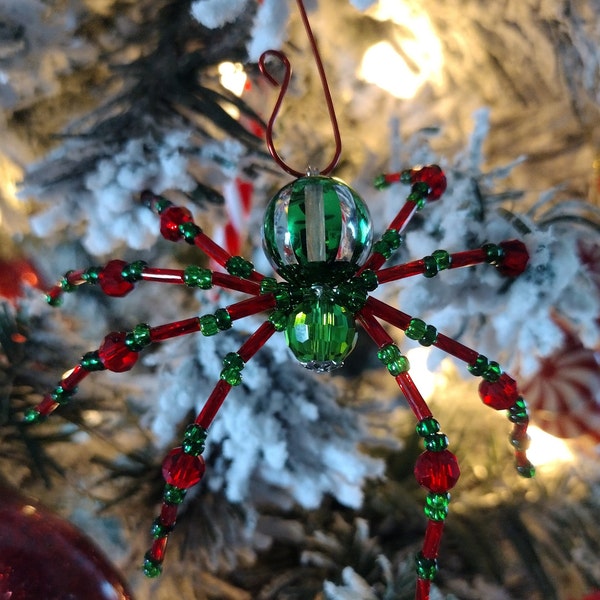 Christmas Spiders, Ornament, Spiderville, Beaded Spiders - Etsy