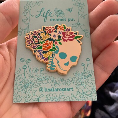 Life Flower Skeleton Hard Enamel Lapel Pin Skull - Etsy