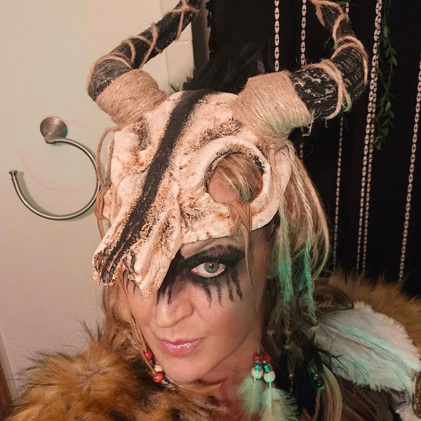 Wicker Man Skull Headdress Gaelic Festival Samhain Pagan Ritual Horn ...