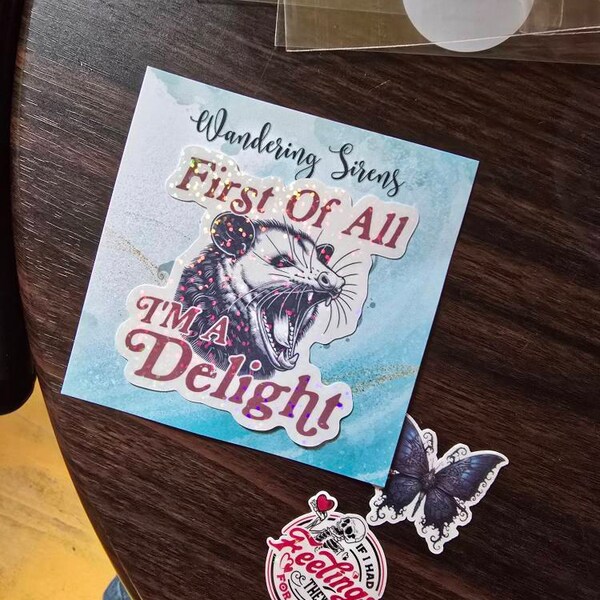First of All I’m a Delight Possum Silly Holographic Sticker Mental ...