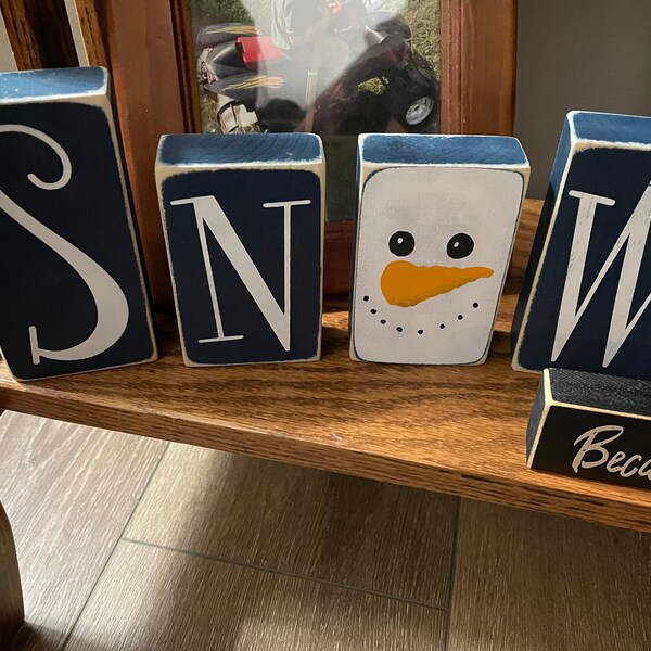 Snow Block Set | Home Decor | Christmas Decor | Christmas Wooden Block ...