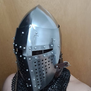 Medieval Barbuta Chainmail Helmet Steel Barbute Helmet LARP Costume ...