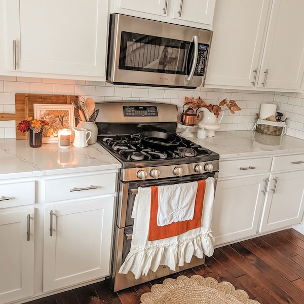 Set of Two | Natural Ruffled Tea Towels | Cotton Ruffles | Tea Towels ...