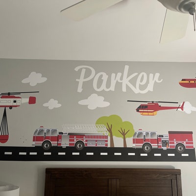 Large Fire and Rescue Wall Decal Set,rescue Helicopters Fabric Wall ...