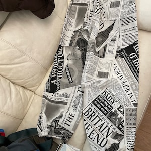 Newspaper Print Jacket for Women, Newspaper Oversized Cotton Top, Woman ...