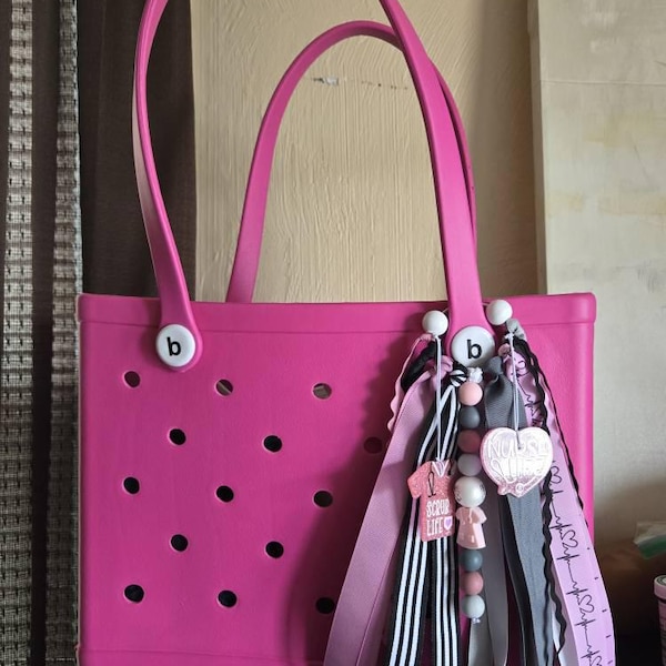 Coral Bogg Bag Tassel, Hibiscus Flower Bogg Bag, Coral Bogg Bag Charm ...
