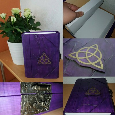 Book of Shadows TRIQUETRA With LOCK Wicca Diary Different Colors and ...