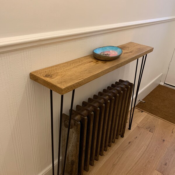 RUSTIC CONSOLE TABLE (narrow) - Radiator Cover, Recycled Scaffold Board ...