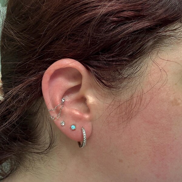 Heart Symbol Conch Chain, Conch Chain, Ear Piercing Chain, Conch ...