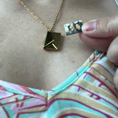 Personalized Envelope Locket Necklace Engraved Love Letter Necklace ...