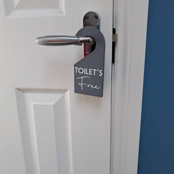 Free / Busy Double Sided Toilet Door Hanger. 4 Styles. Toilet Busy Sign ...