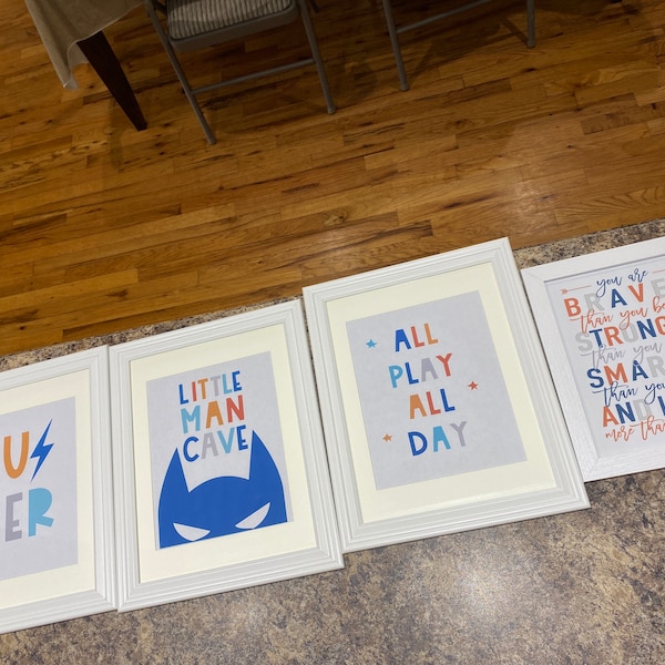 Boys Decor, Set of 3 Nursery Prints, Playroom Wall Art, Boys Hero ...