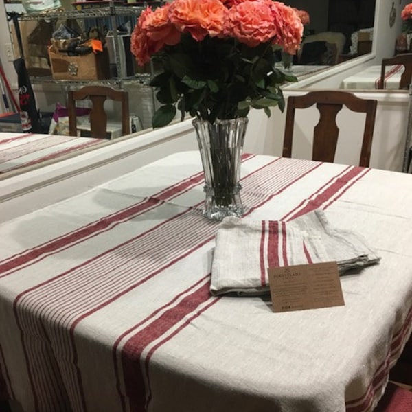 French Style Linen Tablecloth, Washed Natural Linen Tablecloth, Vintage ...