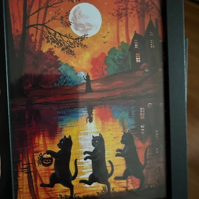 Witch's Story 11x14 Halloween Witch Black Cat Ryta Print - Etsy