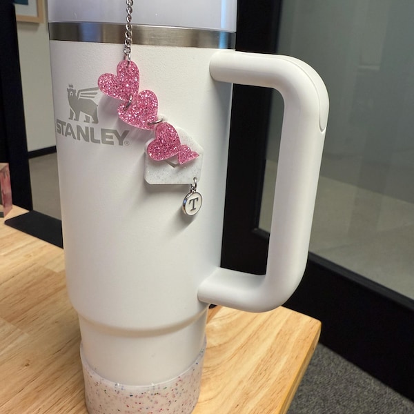 Love Letter Stanley Charm: Glitter Hearts Straw Topper, Personalized ...