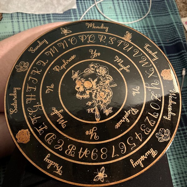 Floral Skull Spirit Board With Planchette Heirloom White | Divination ...